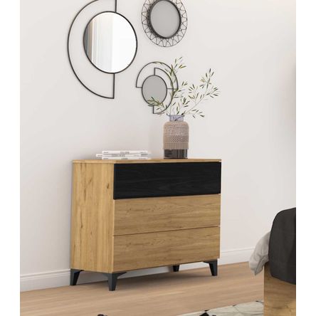 Cómoda nórdica 3 cajones Beatriz color Duna/Negro TU MESITA