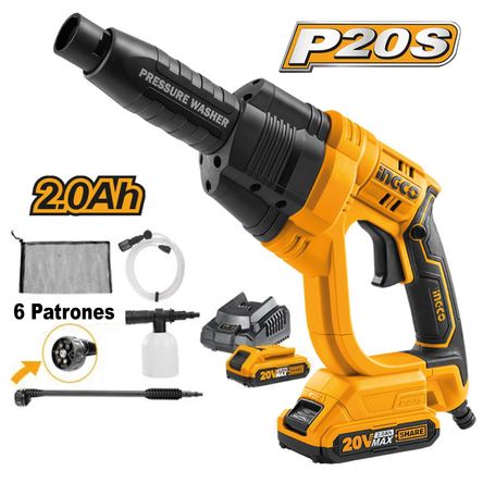 Hidrolavadora Inalámbrica Ingco 20V P20S Batería 2.0AH + Kit de Accesorios CPWLI20082