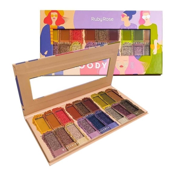 Paleta de Sombras Moody Type Ruby Rose con 18 HB-1054